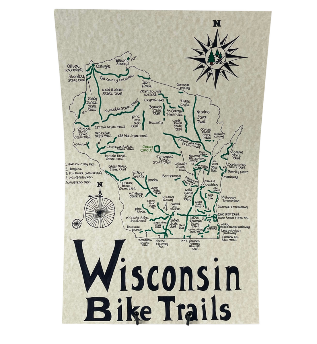 Wisconsin Bike Trails Map by Jesse Kennedy – Blue Moon Emporium