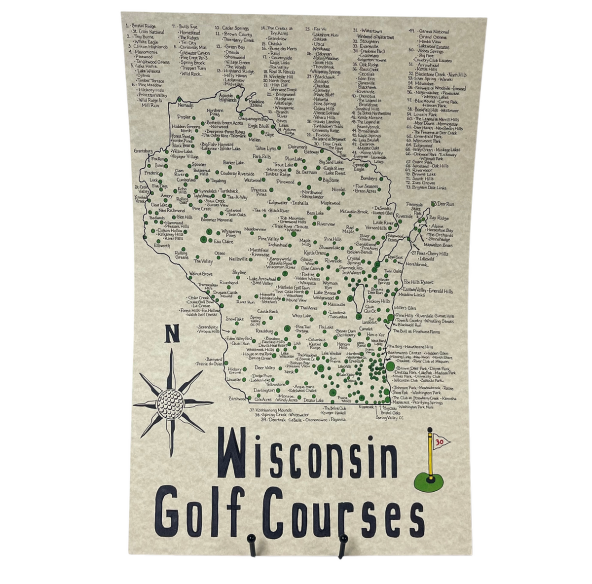 Wisconsin Golf Courses Map by Jesse Kennedy – Blue Moon Emporium