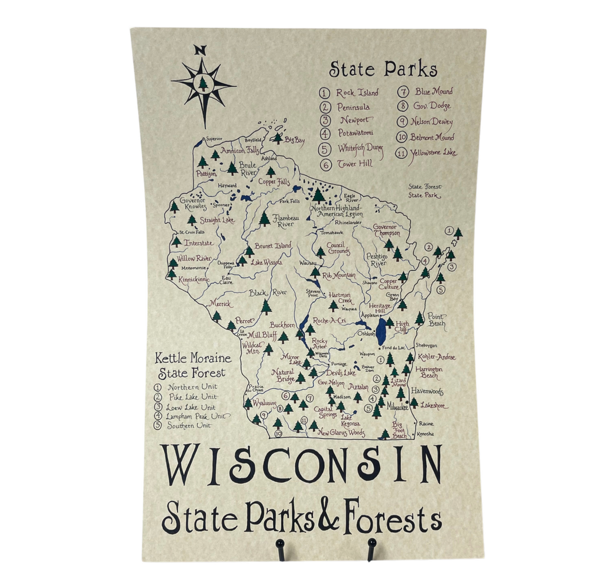 Wisconsin State Parks & Forests Map by Jesse Kennedy – Blue Moon Emporium