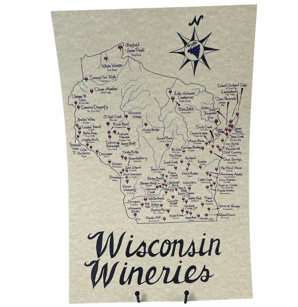 Wisconsin Wineries Map by Jesse Kennedy – Blue Moon Emporium